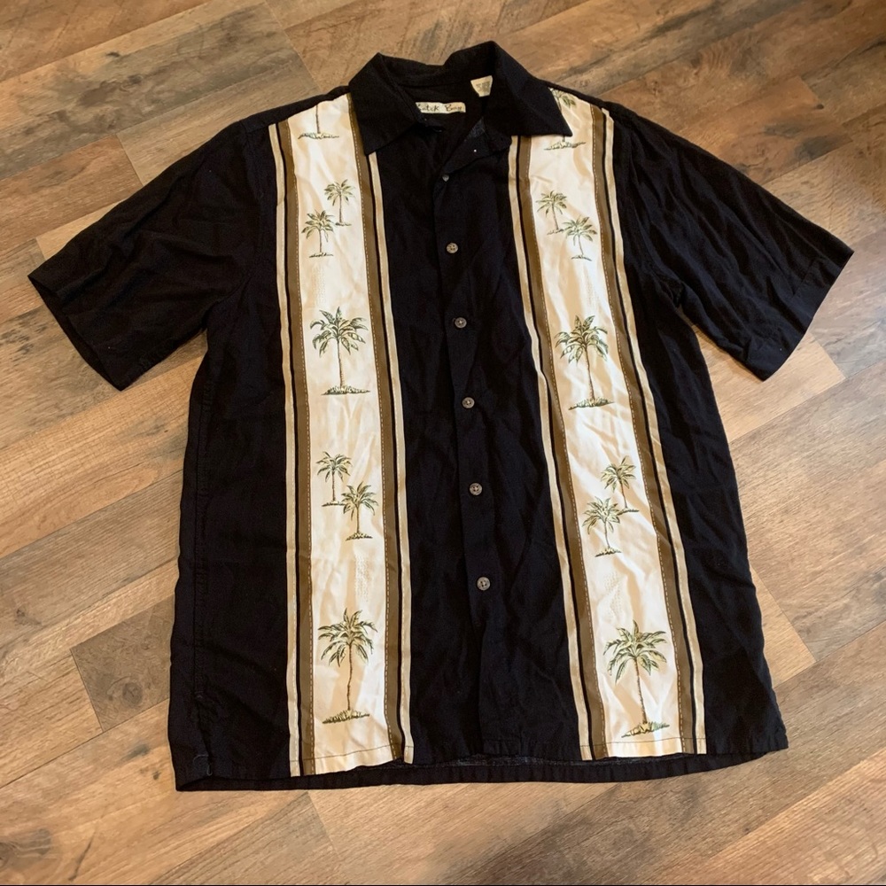 Men’s Palm Tree Batik Bay Luau Party Button Down - Gem